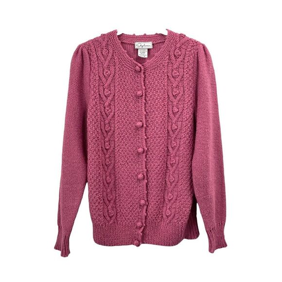 Vintage | Sweaters | Vintage Stephanie Cable Knit Puff Sleeve Cardigan ...